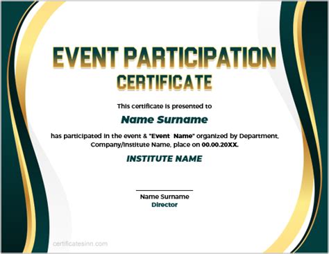 event participation certificate templates download and edit