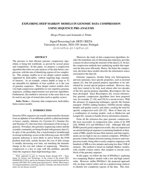 pdf exploring deep markov models in genomic data compression using