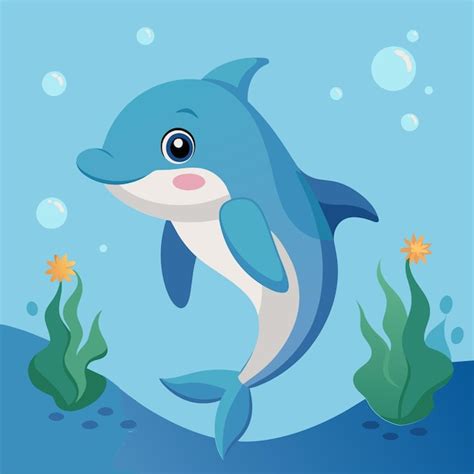 мультфильм о дельфине который находится в воде Премиум Ai