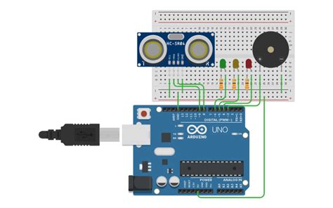 Circuit Design Ultrasonic Sensor Tinkercad