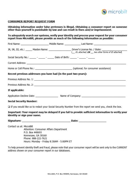 Microbilt Consumer Report Request Form Pdf