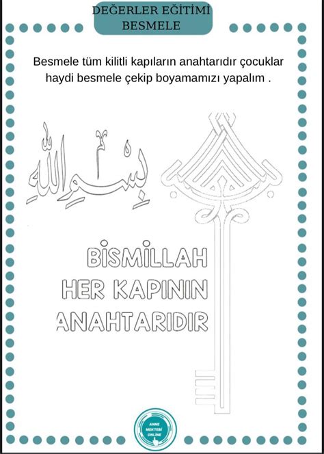 Besmele Etkinlik Alfabe çalışma Sayfaları Öğretmen Klasörü Dini