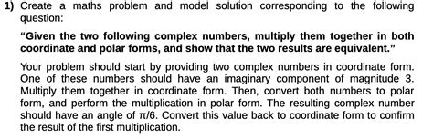 Solved 1 Create A Maths Problem And Model Solution