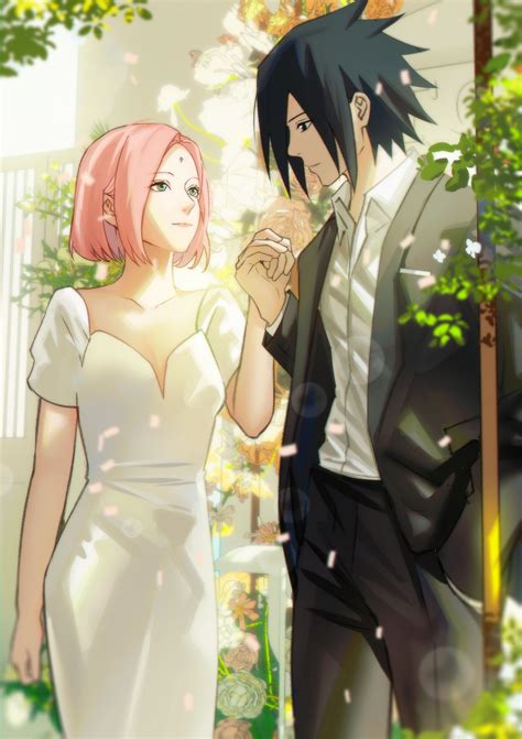 haruno sakura and uchiha sasuke naruto and 1 more drawn by niku