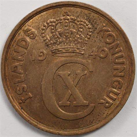 1940 Iceland 5 Aurar Coin
