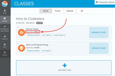 Codesters Students Sign In With Class Key