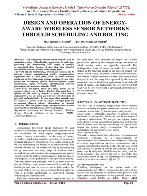 Design And Operation Of Energy Aware Wireless Sensor Networks Through Scheduling And Routing