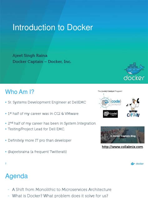 Introduction To Docker Ajeet Singh Raina Docker Captain Docker Inc Pdf Virtual Machine