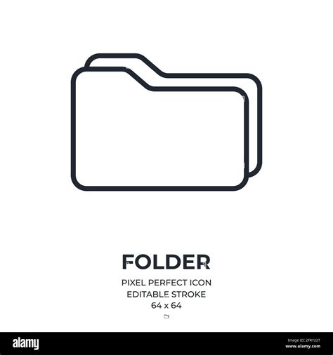 Folder Editable Stroke Outline Icon Isolated On White Background Flat Vector Illustration Pixel