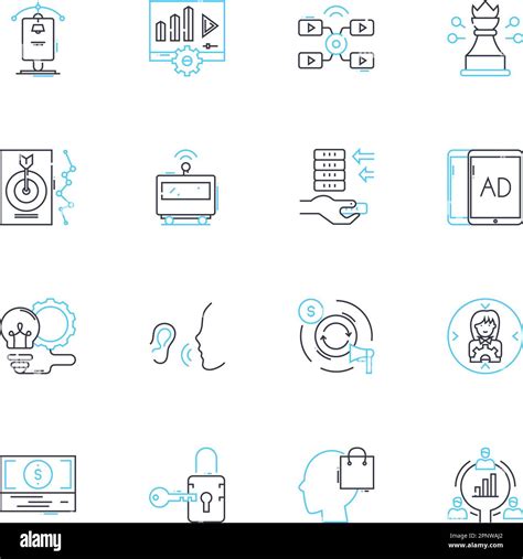 Branding Linear Icons Set Identity Reputation Marketing Recognition