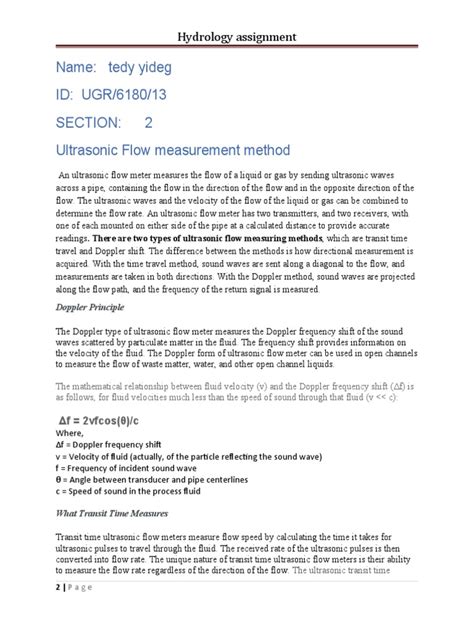 Hydrology Assignment Pdf Flow Measurement Doppler Effect