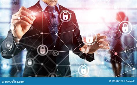 Cyber Security Information Privacy Data Protection Concept On Modern Server Room Background