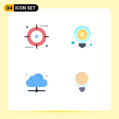 Mobile Interface Flat Icon Set Of 4 Pictograms Of Engine Cloud Optimization Business Share