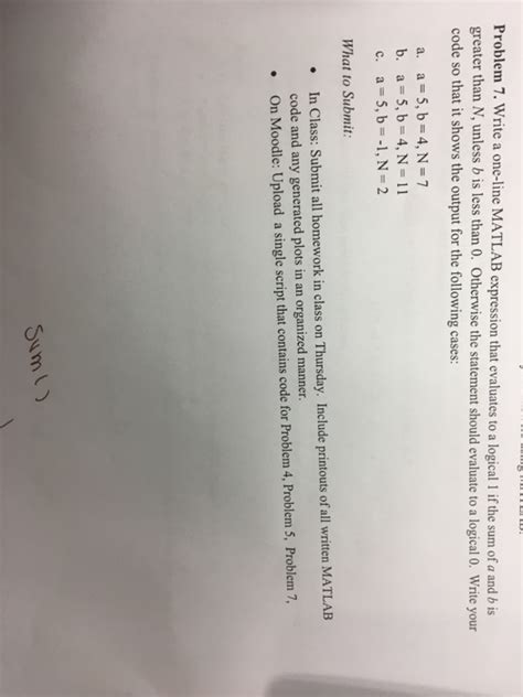 Solved Problem 7write A One Line Matlab Expression That