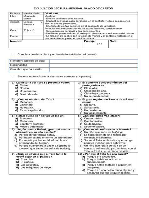 Prueba Mundo De Cartón Pdf