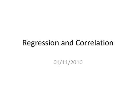 Regression And Correlation 01112010 Econometrics Simple Linear Regression