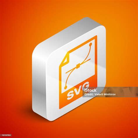 아이소메트릭 Svg 파일 문서 아이콘입니다 오렌지 배경에 격리 Svg 버튼 아이콘을 다운로드합니다 Svg 파일 기호입니다 실버 스퀘어 버튼 벡터 일러스트레이션 고양이 새끼에