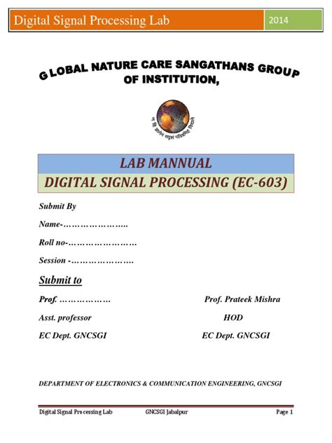 Digital Signal Processing Lab Manual Using Matlab Pdf Discrete