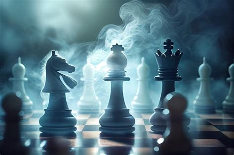 Partida De Xadrez Com Pe As De Xadrez Et Reas E Fundo Enevoado Criado Com Ia Generativa Foto