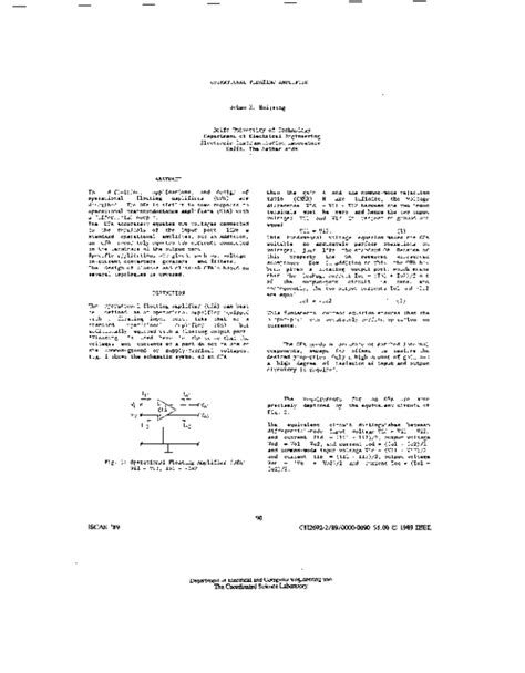Pdf Operational Floating Amplifier