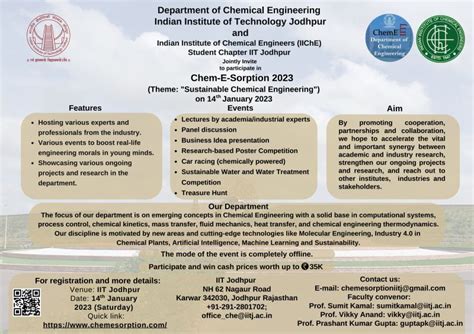 Chemicalengineering Iitjodhpur Symposium Sustainability Department Of Chemical Engineering