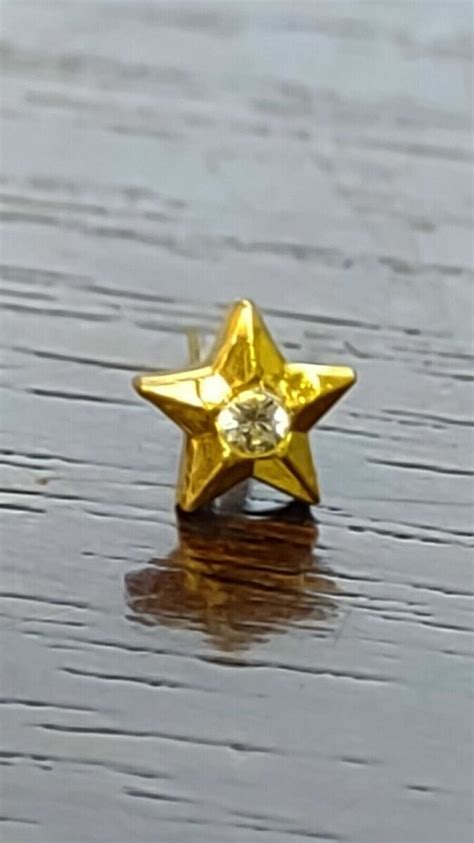 Army Recruiter Identification Badge 3 16 Gold Star W White Cz Stone 10 Count Heroes Sports