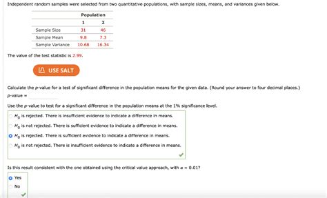 solved the value of the test statistic is 2 99 calculate