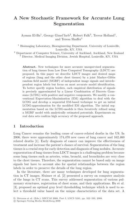 Pdf A New Stochastic Framework For Accurate Lung Segmentation