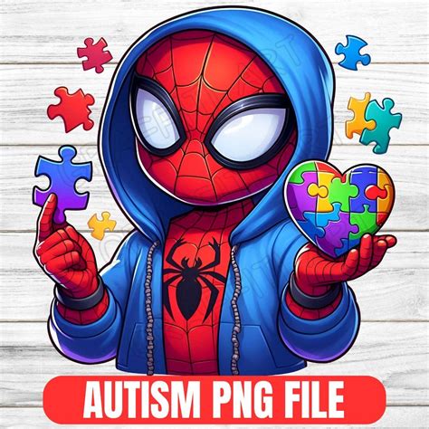Spiderman Autism Awareness Png Superhero Puzzle Piece Design Digital