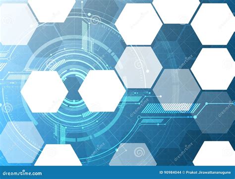 Vector Abstract Technological Hexagon Display Interface Background Stock Vector Illustration