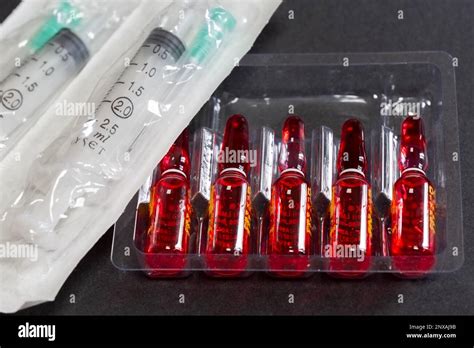 B12 Hormone Injection Ampoules In Selective Focus Ampoules And