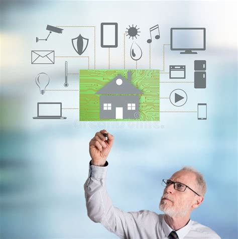 businessman drawing home automation concept stock image image of