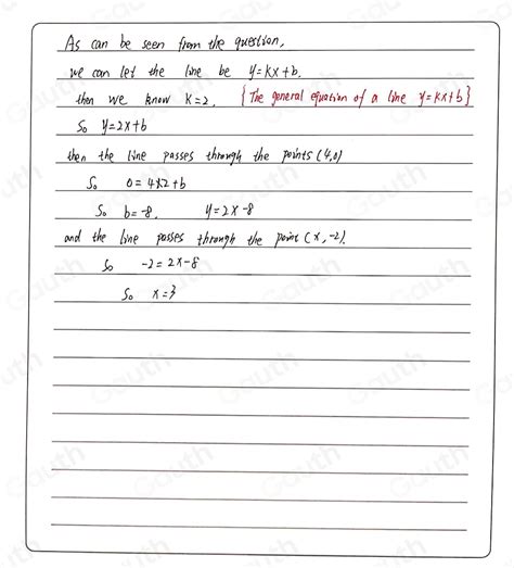 Solved The Gradient Of A Line Is 2 And The Line Passes Through The Points 4 0 And X 2