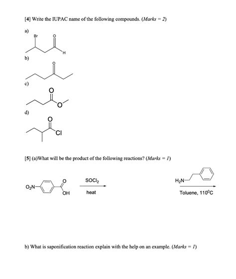 Solved 4 Write The IUPAC Name Of The Following Compounds Chegg Com