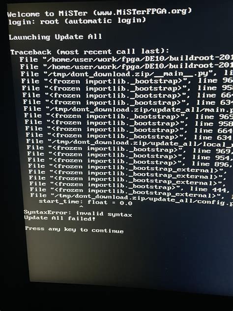 i have been trying to run update all on my mister but i keep getting a