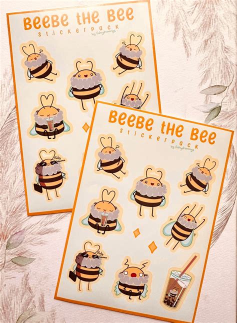 Honey Bee Sticker Sheet A6 Beebe The Bee Journal Sticker Waterbottle
