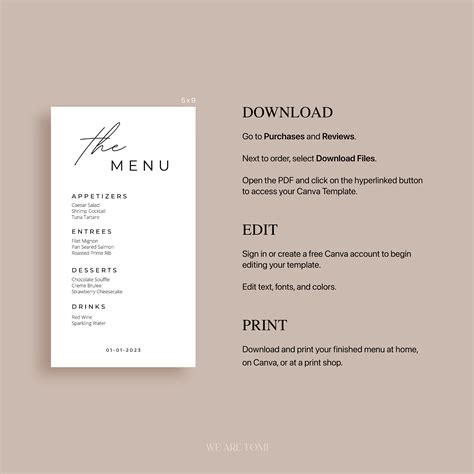 Minimal Menu Template Menu Template Canva Printable Menu Template Minimal Menu Template Menu Template Canva Printable Menu Template