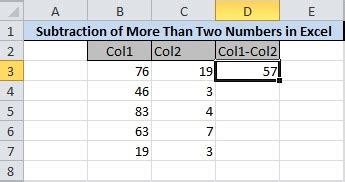 Subtract Numbers In Excel Using Formula And Functions