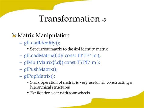 Ppt Opengl Transformation Powerpoint Presentation Free Download Id3259561