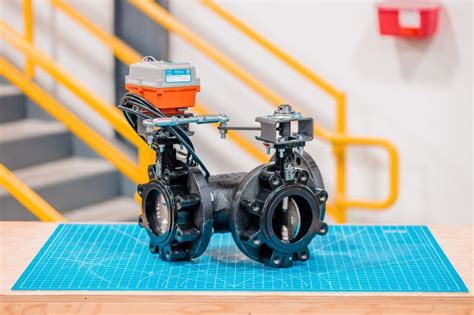 Electrically Automated Resilient Butterfly Valve Tee Assembly W Custom Linkage Max Air Technology