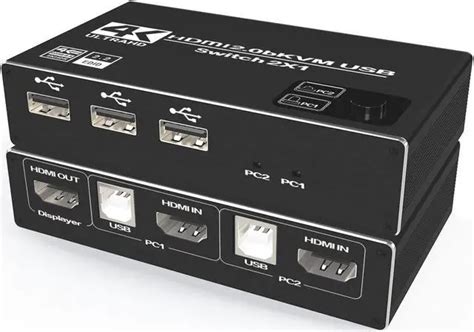LUOM 4K HDMI2 0 USB KVM Switch 2 In 1 Out HD Switch USB Keyboard Mouse Sharing 4USB Port Device