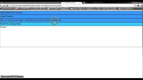 Dreamweaver Tutorial How To Create Spy Accordion Panel In Dreamweaver