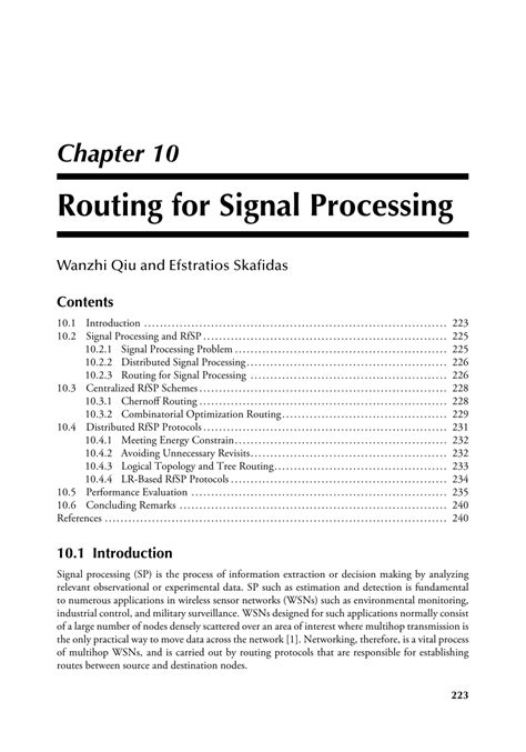 Pdf Routing For Signal Processing