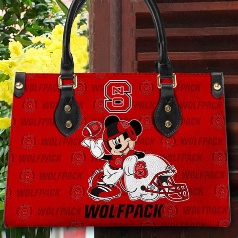 Nc State Wolfpack Mickey Women Leather Hand Bag Nousty