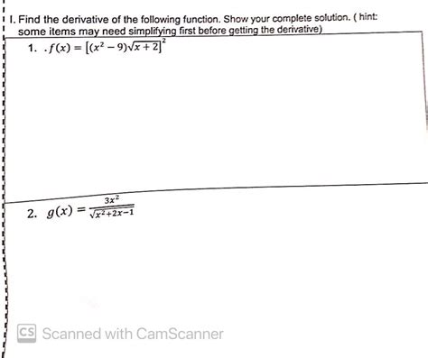 Solved Find The Derivative Of The Following Function Chegg