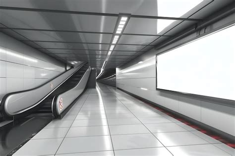 Premium Photo 3d Rendered Subway Station With Escalator And Sign
