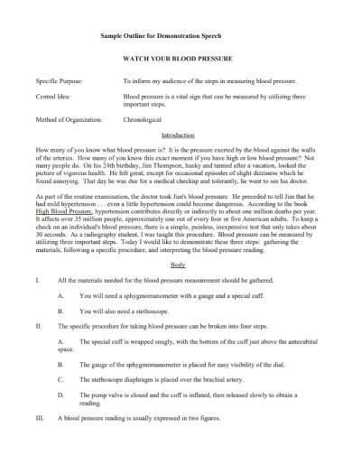 FREE Demonstrative Speech Outline Samples In PDF DOC