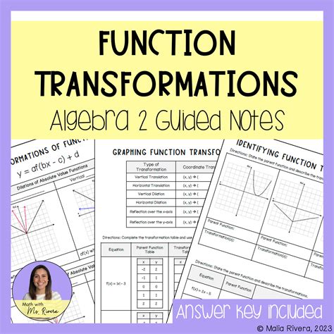 Function Transformations Guided Notes For Algebra 2 Made By Teachers Worksheets Library