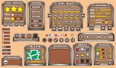 Game Gui 32 Stock Vector Illustration Of Element Progress 65894182