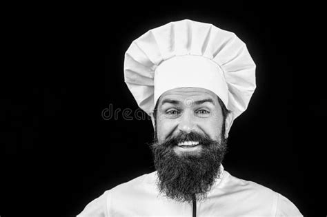 Bearded Man In Chef Uniform Professional Happy Man Chef Male Chef Cook Or Baker In White Hat
